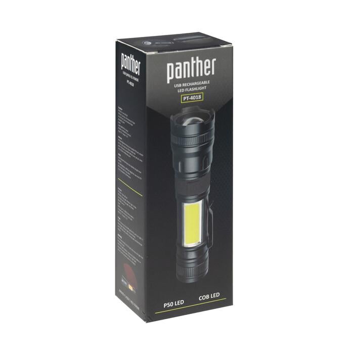 Panther PT-4018 P50 Led +COB Ledli USB Şarjjlı El ve Kamp Feneri I cinarelk.com