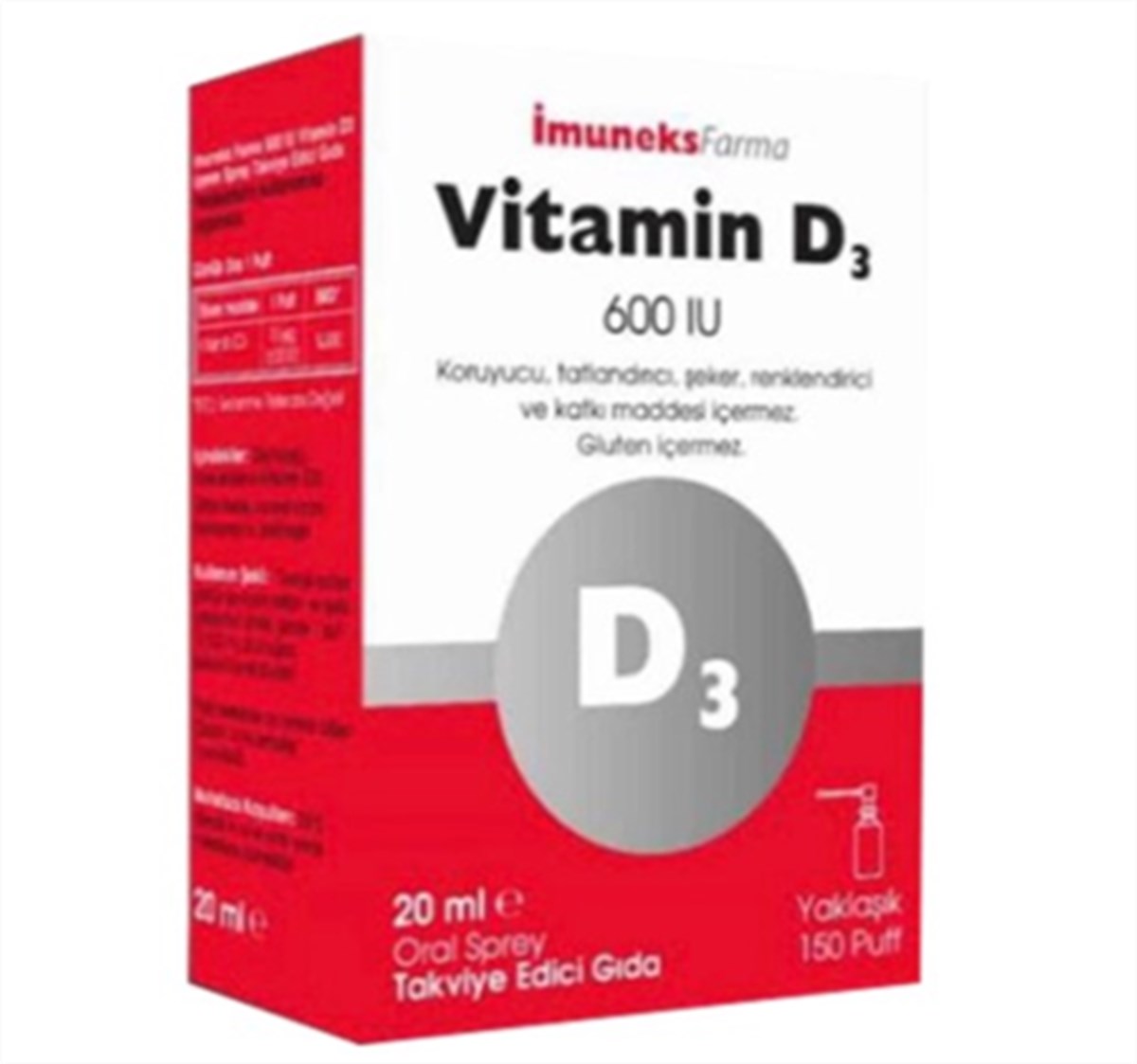 İmuneks Vitamin D3 600 IU Sprey 20 ml | Dermolist.com da!