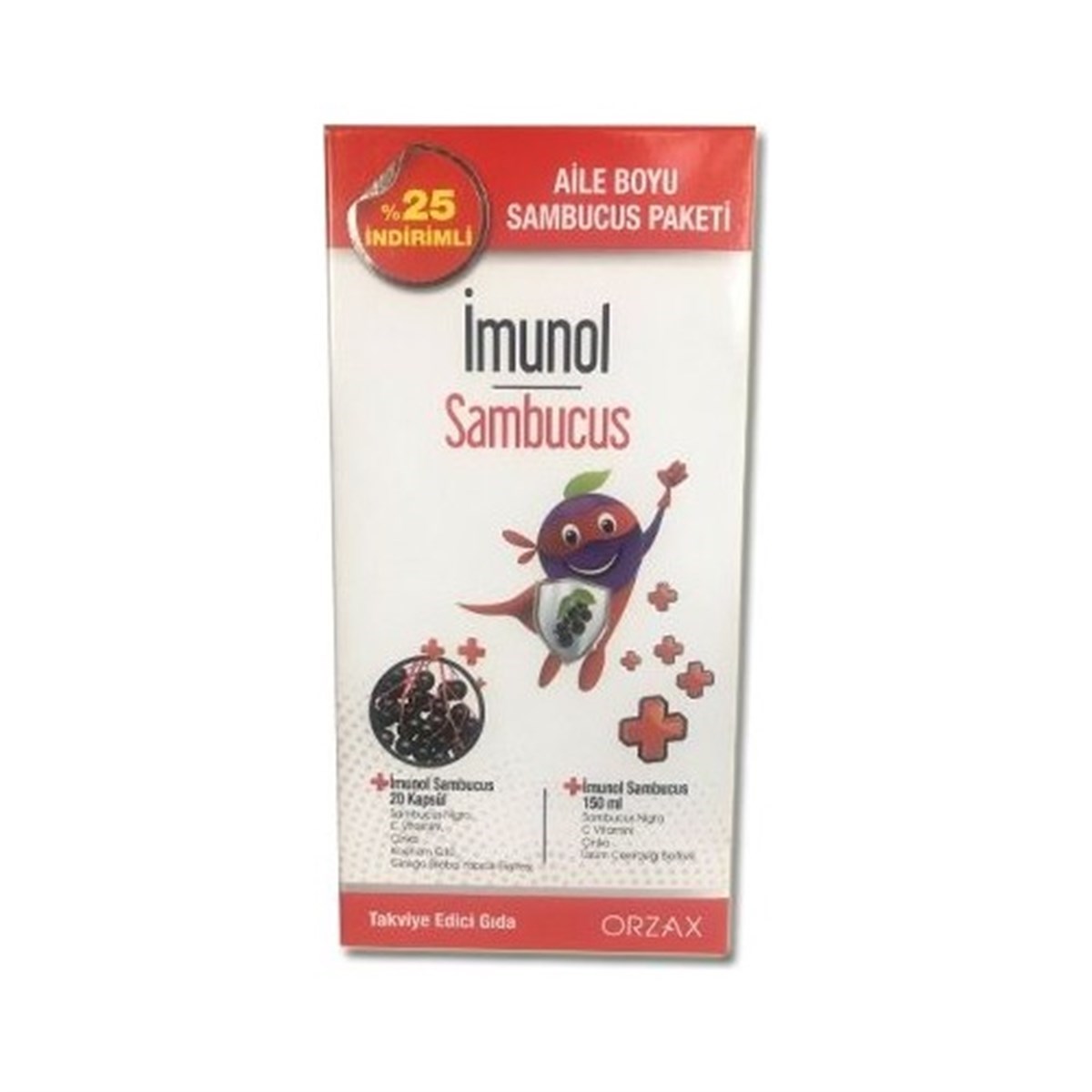 Orzax Ocean İmunol Sambucus Şurup 150 ml + İmunol Sambucus 20 Kapsül ... Orzax Ocean İmunol Sambucus Şurup 150 ml + İmunol Sambucus 20 Kapsül ...