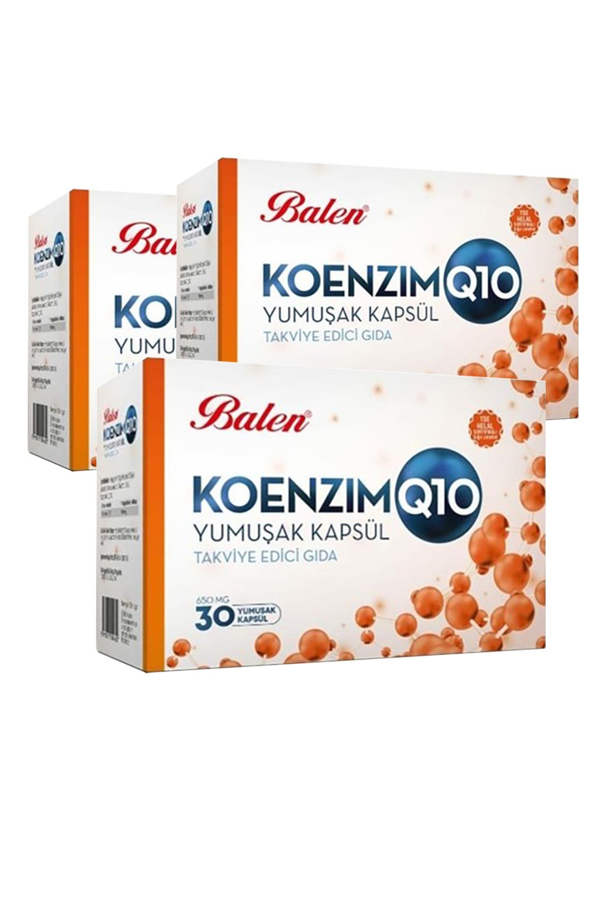 3 Kutu Balen Koenzim Q10 Yumuşak Kapsül 650mg x 30 Kapsül Coenzim Q10