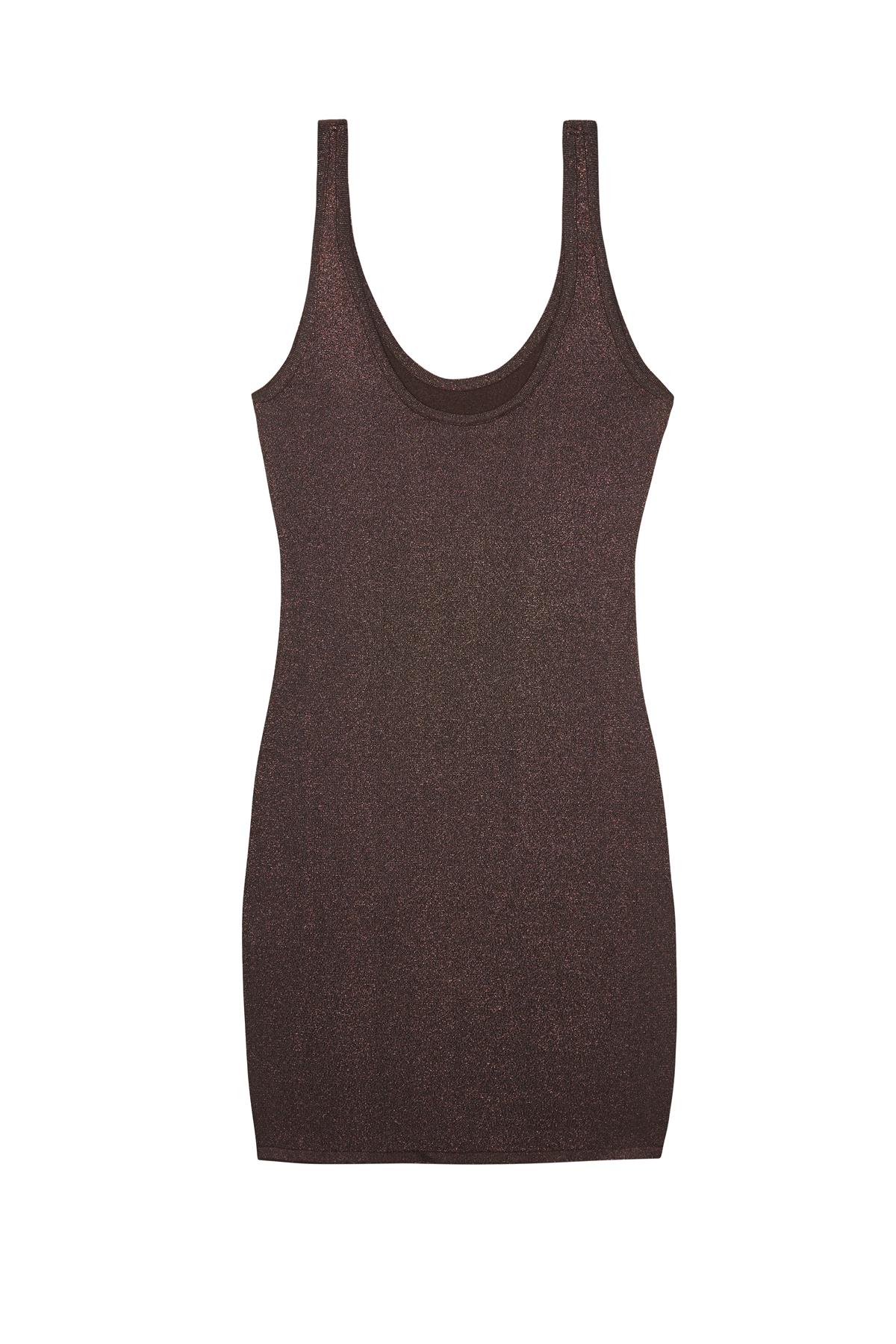 Kahverengi Carrie Simli Triko Elbise