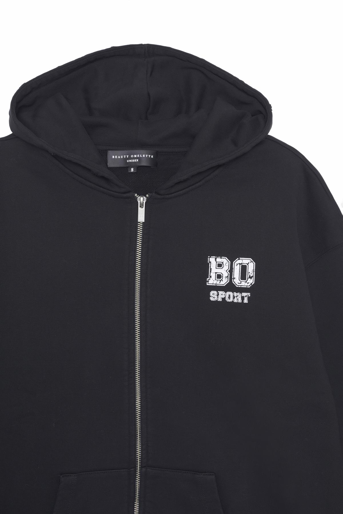 Siyah BO Sports Zip Up Hoodie