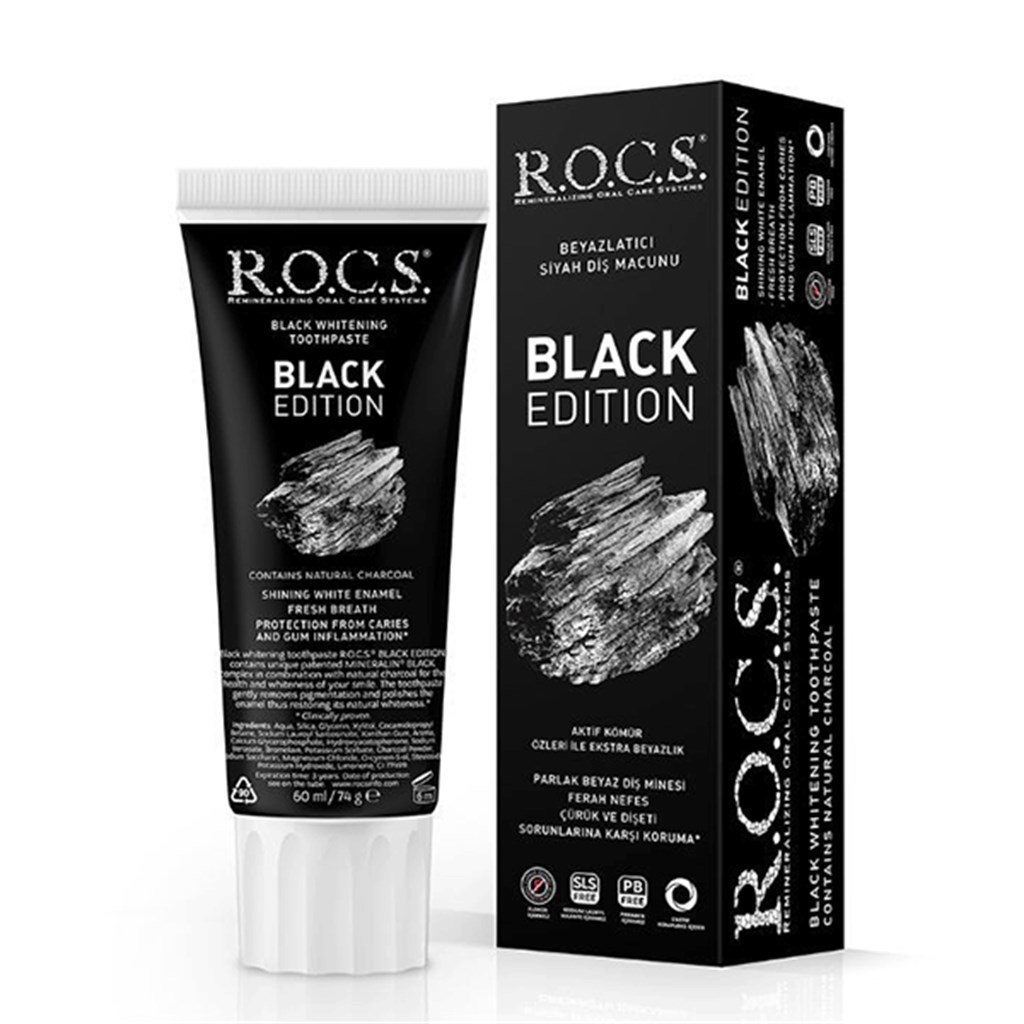 Rocs Black Edition Beyazlatıcı Siyah Diş Macunu 60ml