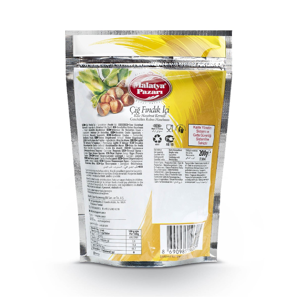 Çiğ Fındık İçi Kilitli Paket 1 Kg