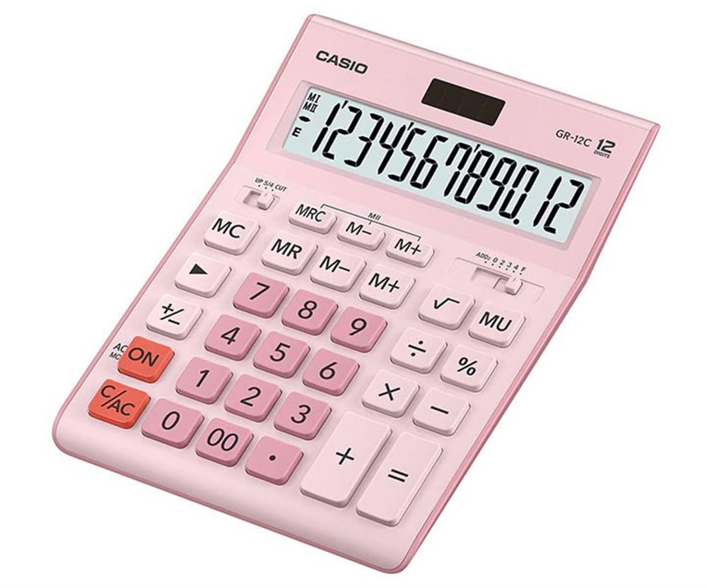 Casio GR-12C-PK 12 Hane Pembe Masa Üstü Hesap Makinesi