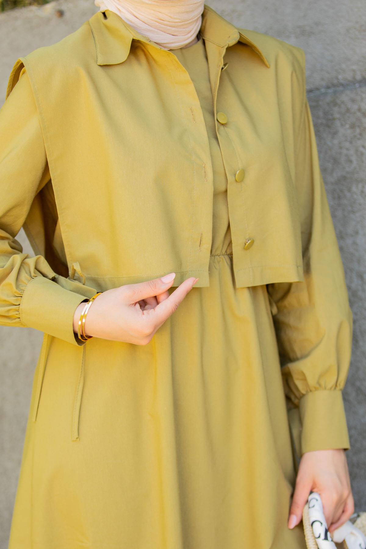 Üst Cepkenli Pamuk Cotton Elbise