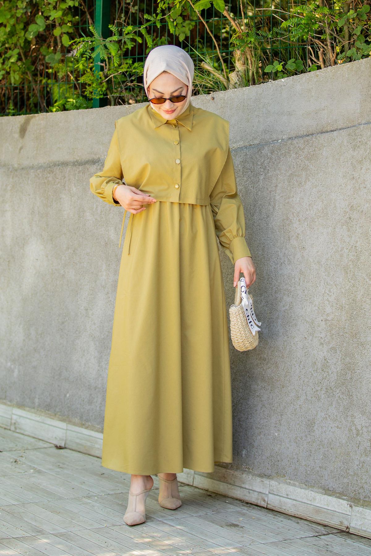 Üst Cepkenli Pamuk Cotton Elbise