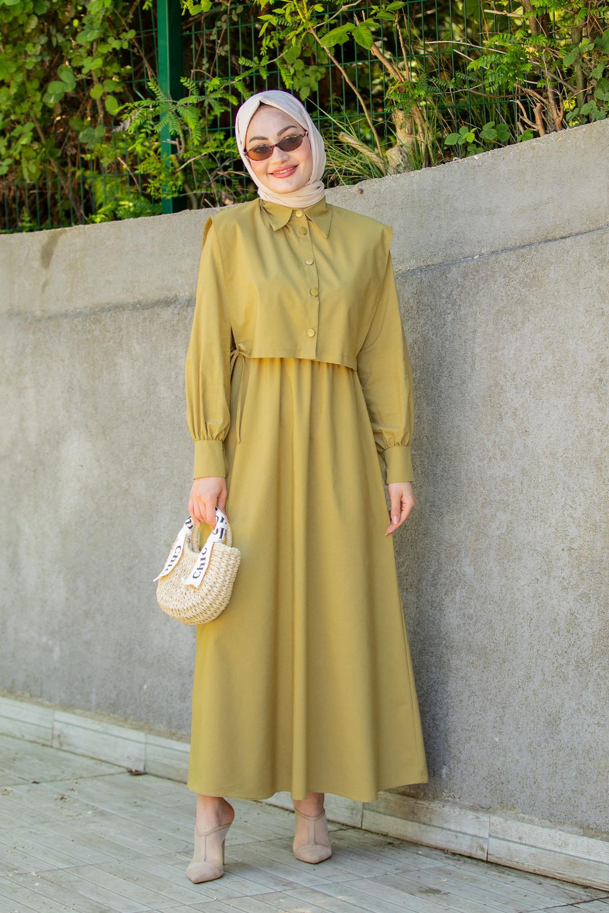 Üst Cepkenli Pamuk Cotton Elbise