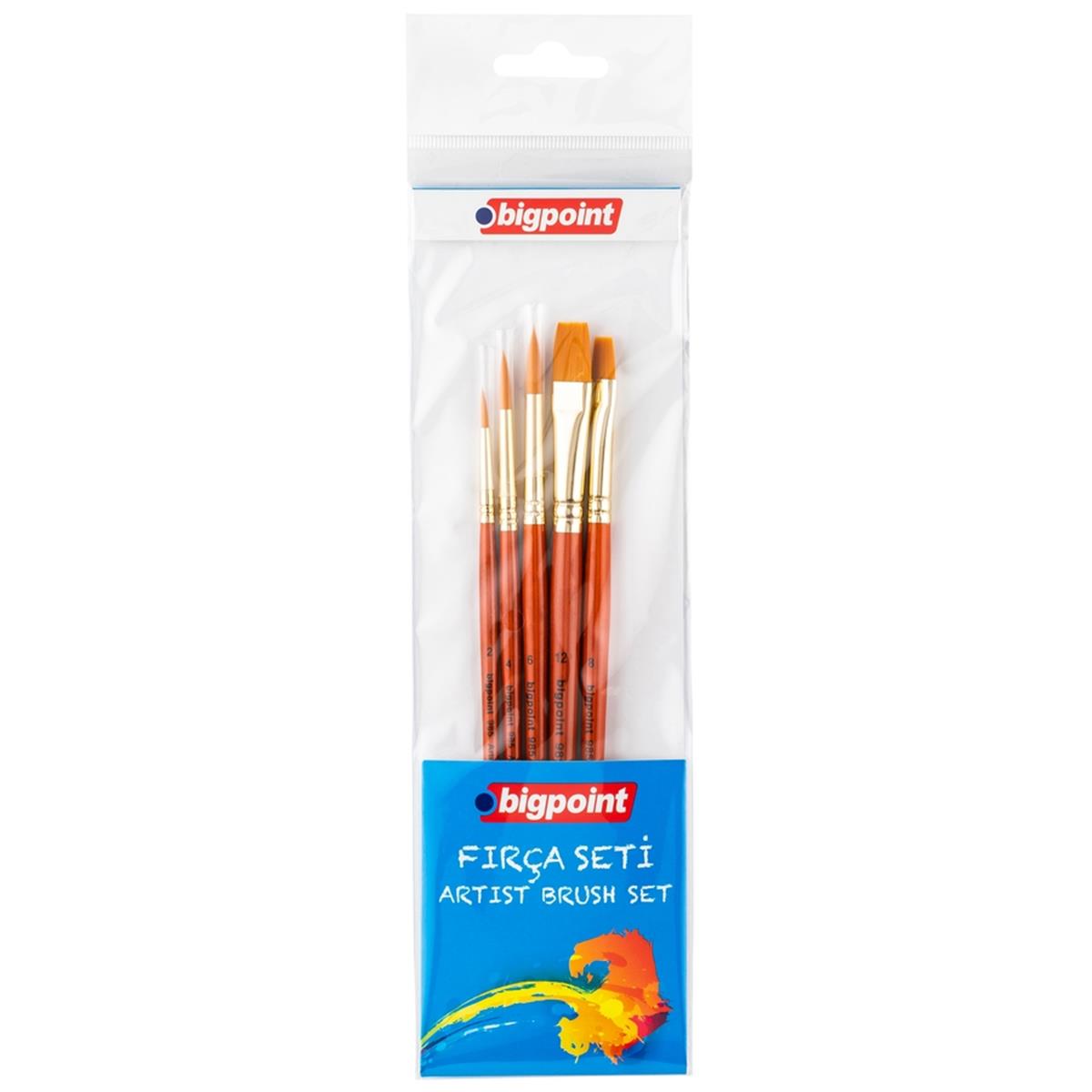 Bigpoint 985 Serisi Sentetik Kıl Yuvarlak ve Kesik Uçlu Fırça Seti 5'li ...