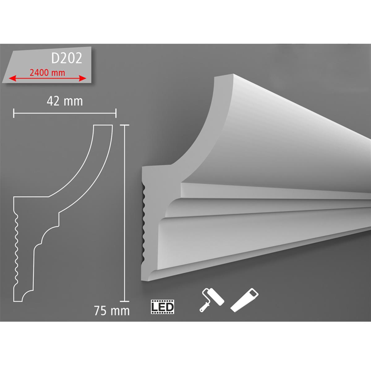 Boyanabilir Ledli Kartonpiyer 7,5 cm (1 Boy 240 cm) D202