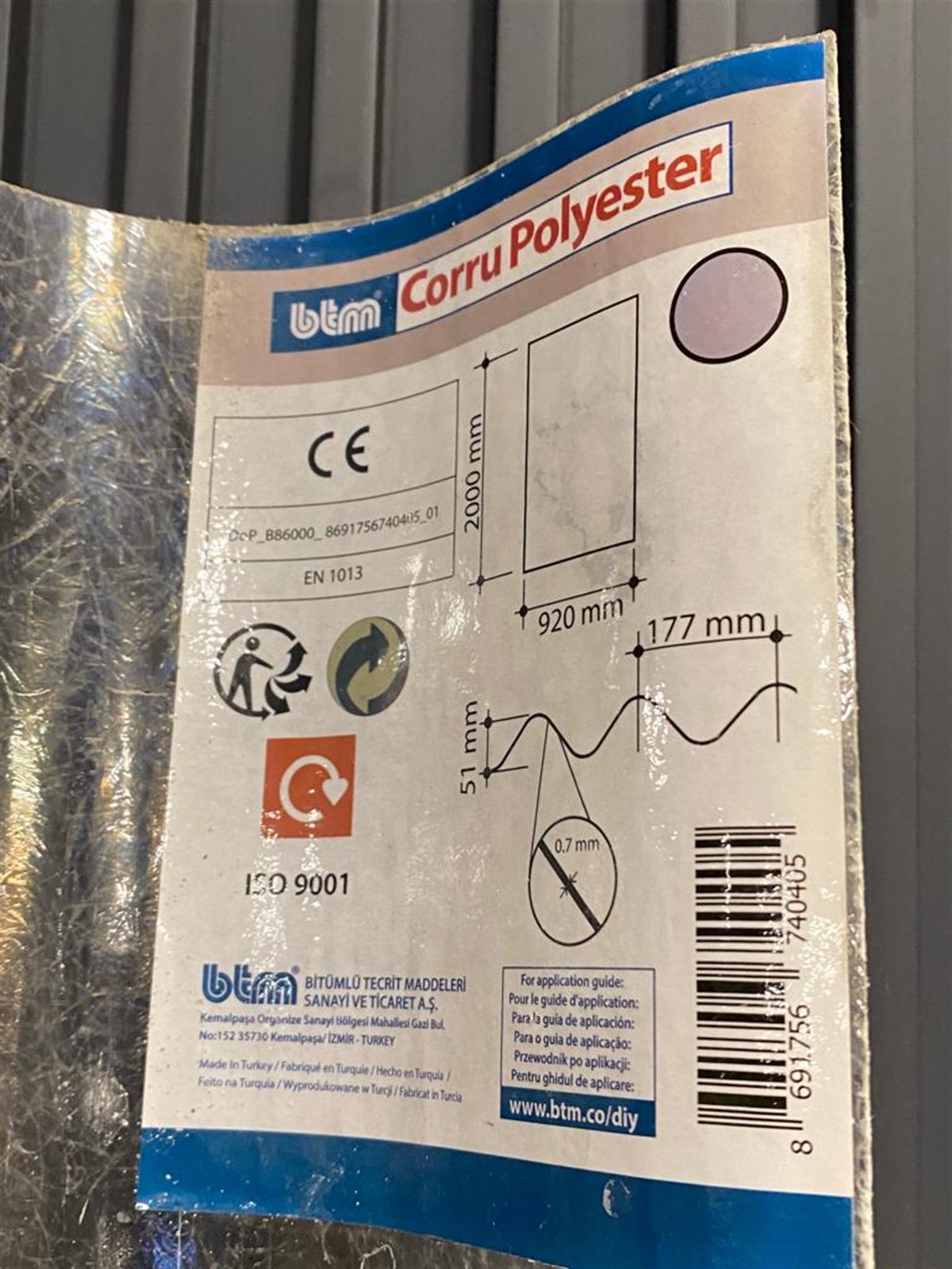 BTM Coru Polyester Oluklu Çatı Kaplama Levhası 92x200 cm Şeffaf