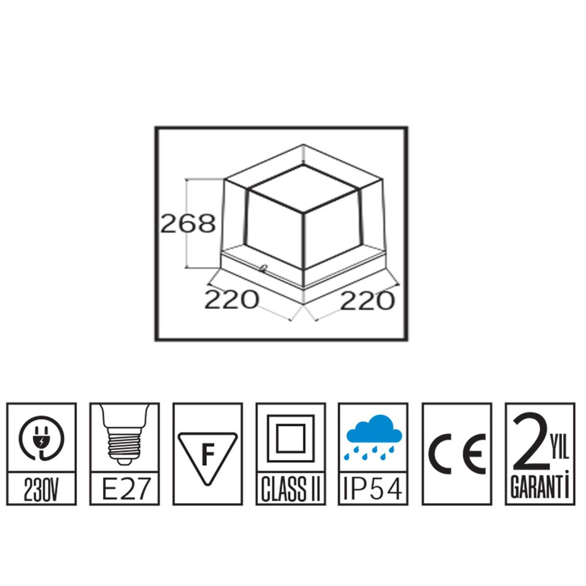 Horoz Prizma Set Üstü Bahçe Aydınlatması Siyah E27 Duylu