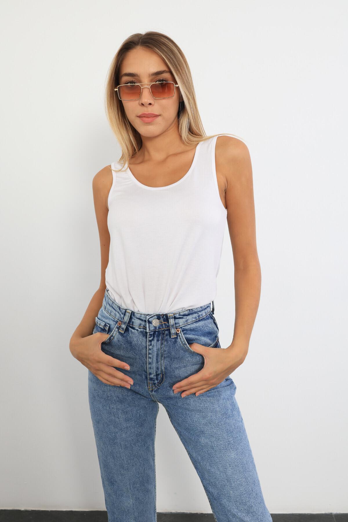 Beyaz Sıfır Kol Basic Atlet 440