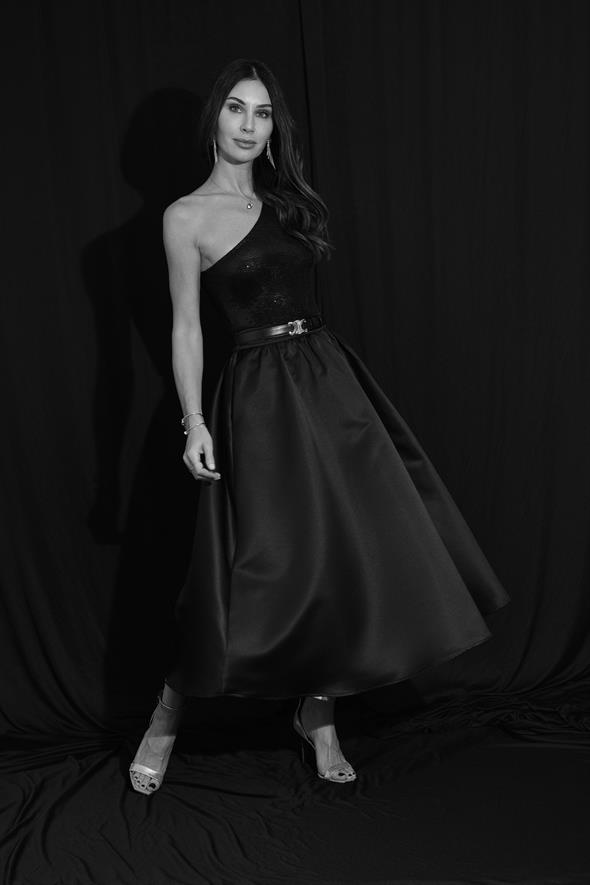 Siyah Tafta Midi Boy Etek 50128