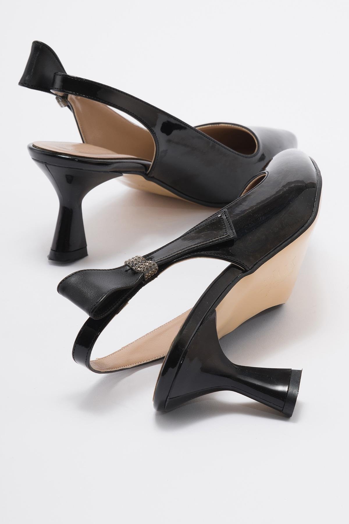 Kadın Stiletto Ayakkab SİYAH RUGAN