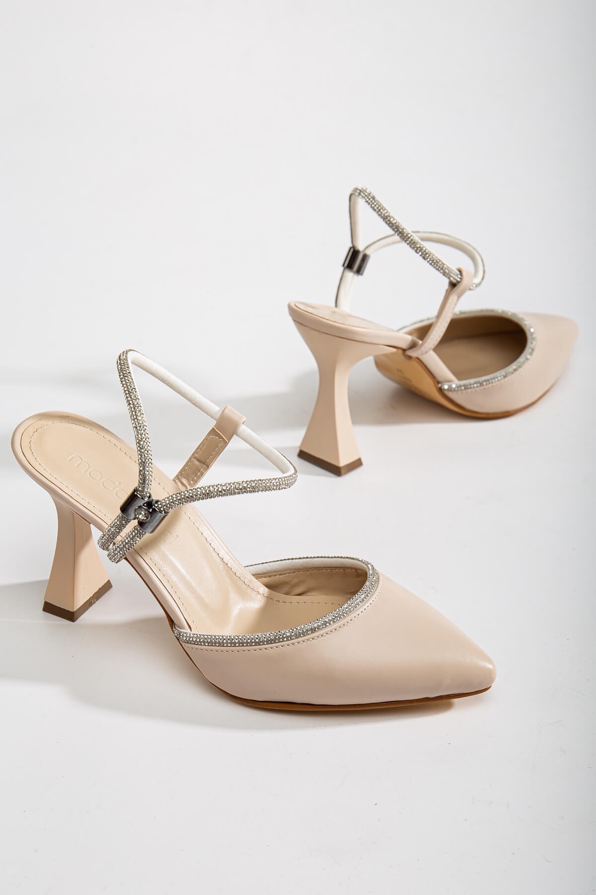 Taşlı Kadın Topuklu Sandalet TEN CİLT