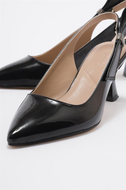 Kadın Stiletto Ayakkab SİYAH RUGAN