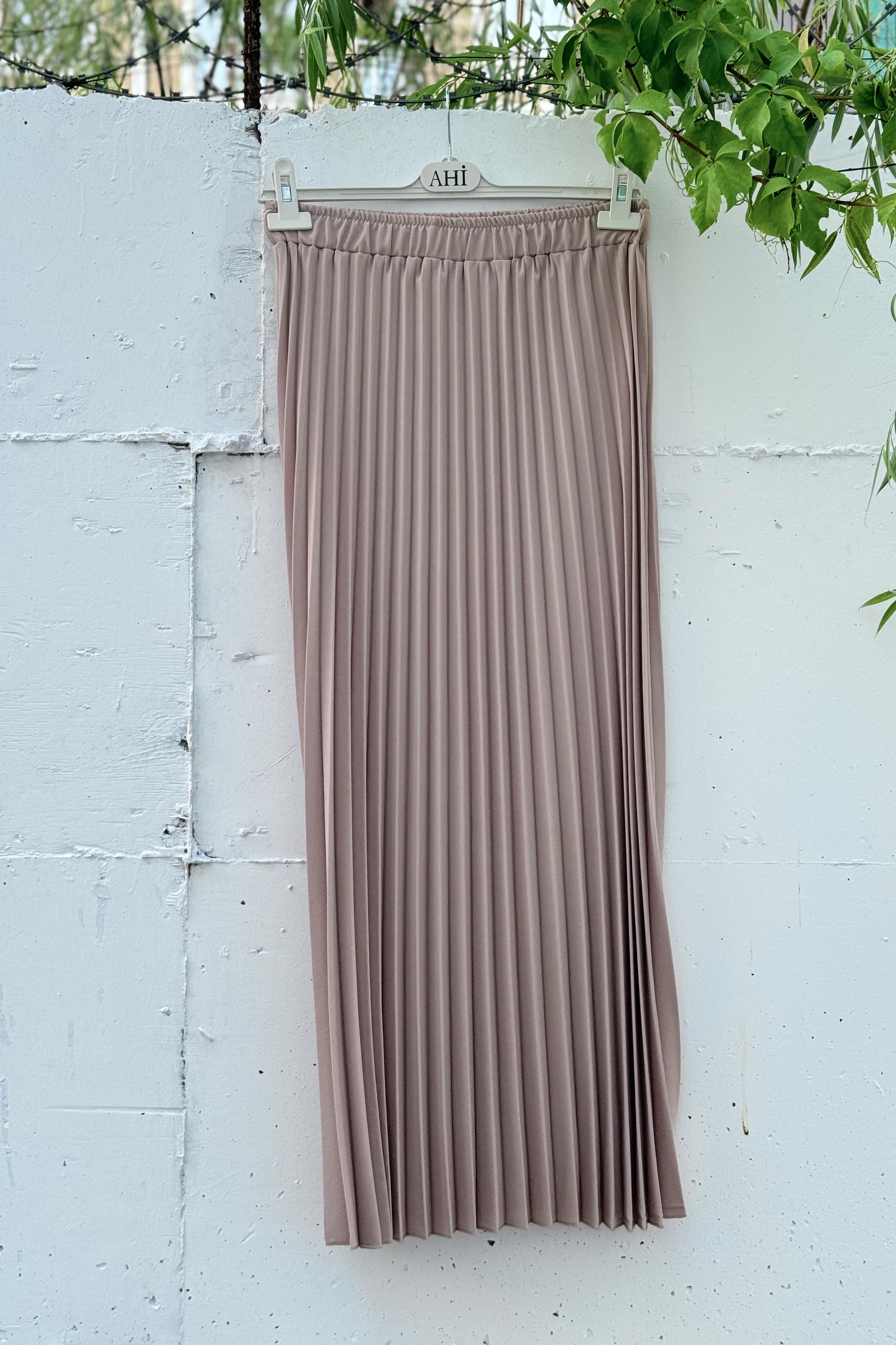 Ahi 0303 Aerobin Plisole Etek - Bej - Bilen Giyim