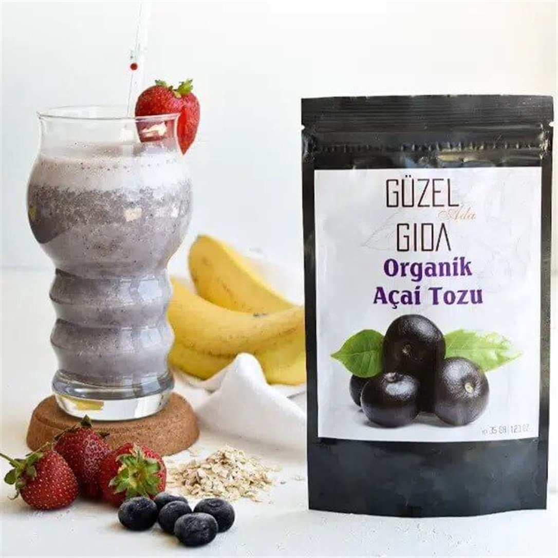 Organik Açai Üzümü Tozu 35Gr Güzel Ada Gıda