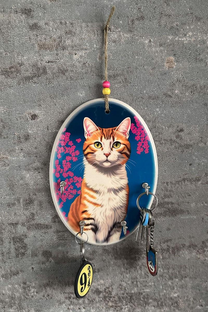 Sarman Kedi Seramik Anahtar Askılığı - Refsan