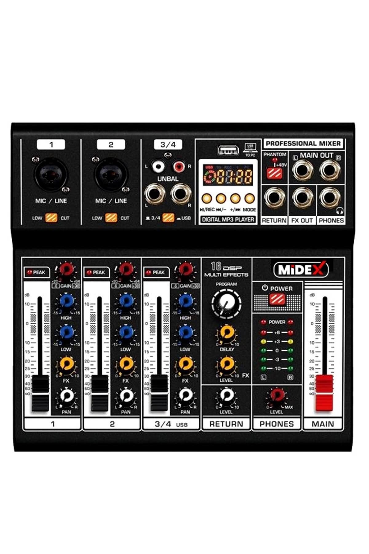 Midex Mdx-4U Ses Kartlı Stüdyo Ses Kayıt Mikseri en ucuz fiyatları