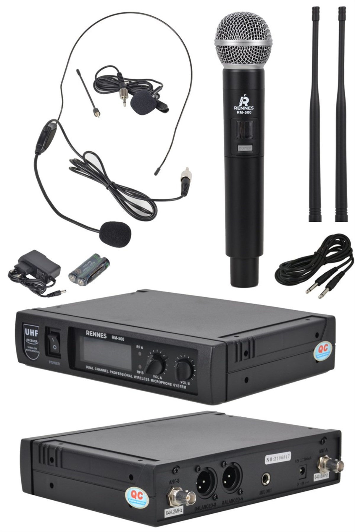 Rennes RM-500EH UHF EL Yaka headset Telsiz Kablosuz Mikrofon Seti