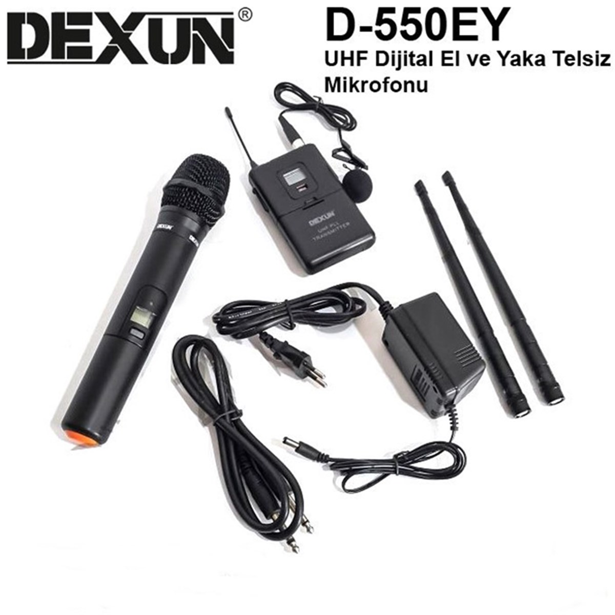 Dexun D-550EY EL ve Yaka Tipi Uhf Telsiz Kablosuz Mikrofon