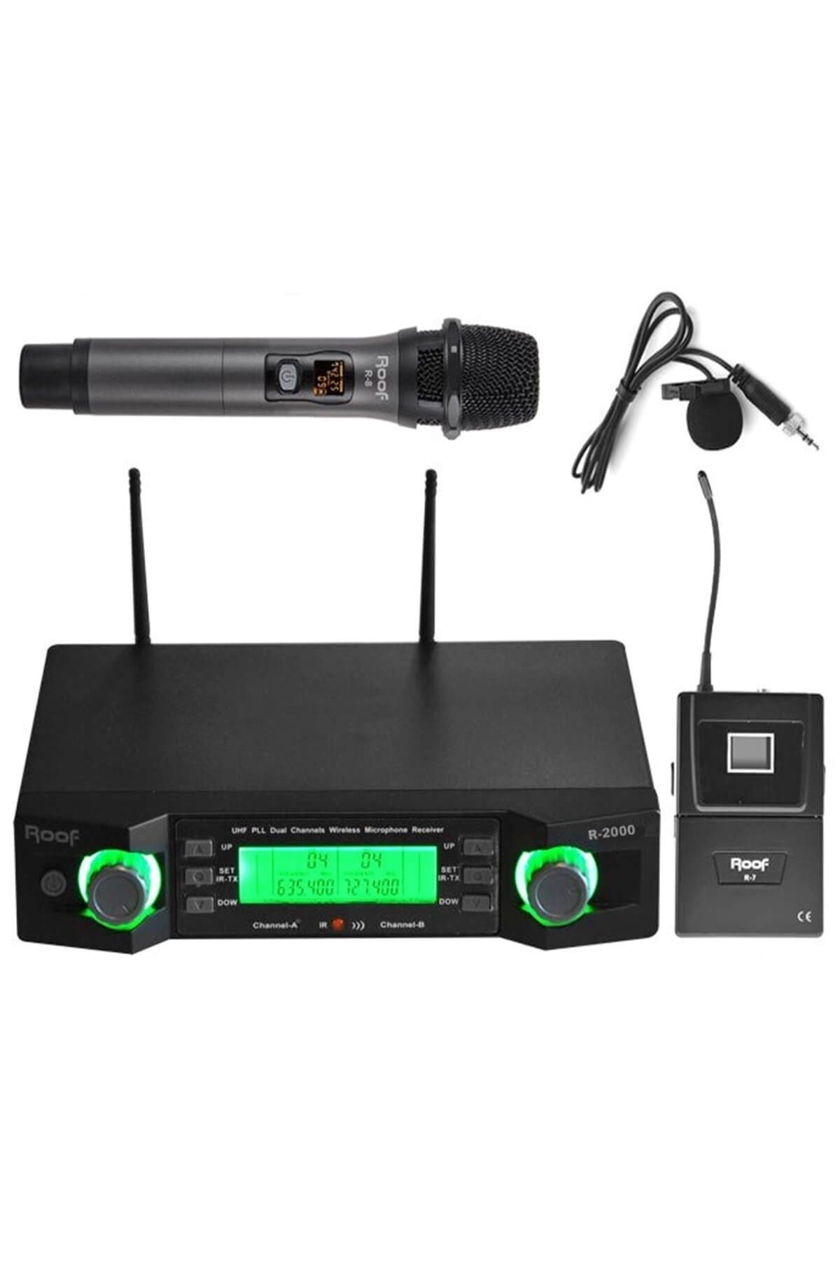Roof R-2000EY Profesyonel Telsiz Kablosuz Mikrofon EL Yaka UHF ucuz fiyatı