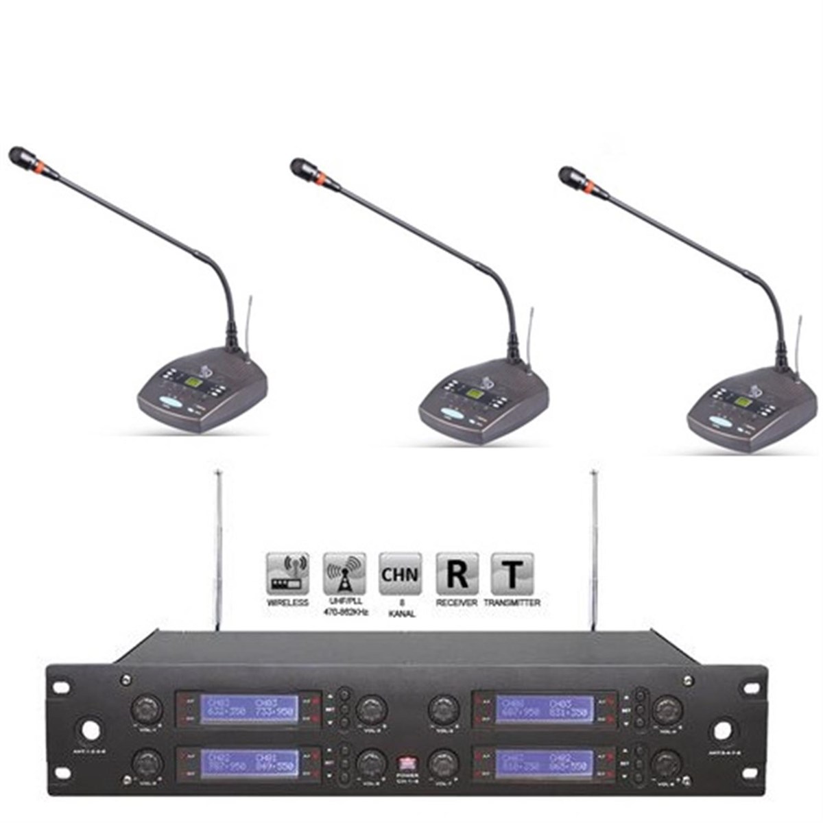 Roof R8000 + R621 3lü Kablosuz Kürsü Mikrofon Seti