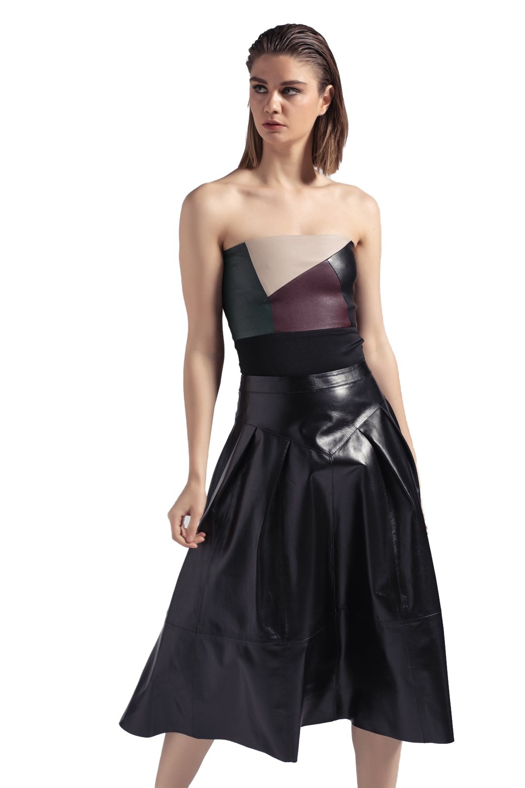 Yırtmaçlı Şık Deri Etek Modelleri | Deriderim