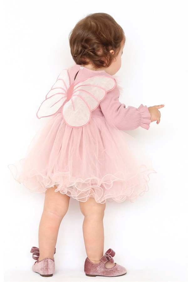 KELEBEK KANATLI KIZ ÇOCUK PARTY ELBİSESİ