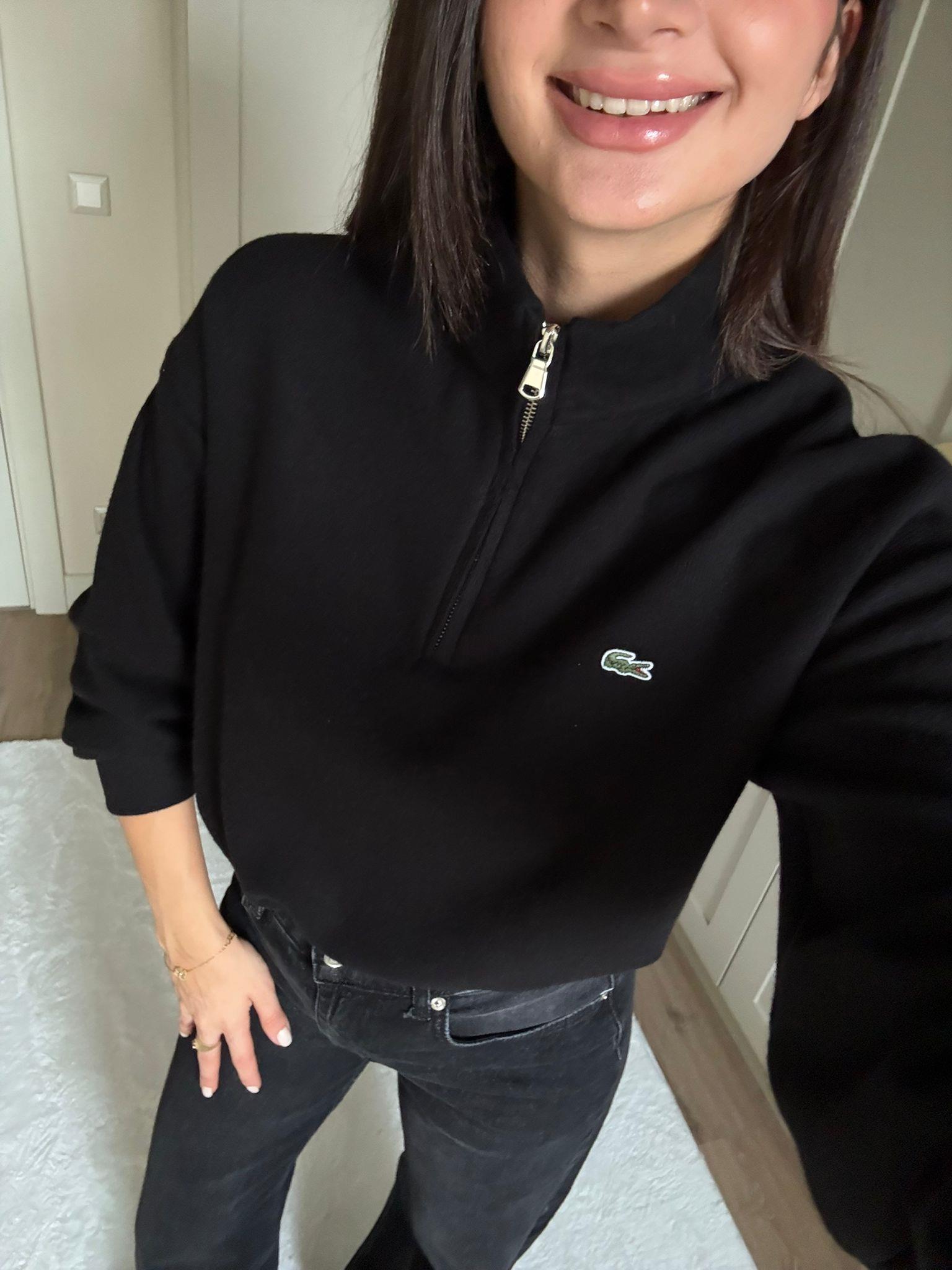 Siyah Fermuar Detaylı logolu Marka Model Sweat