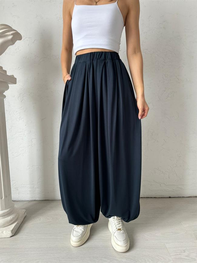 Lacivert Modal Kumaş Şalvar Pantolon