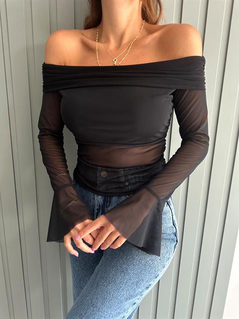Siyah Kolu Volanlı Madonna Yaka Bluz I Chamakh Butik Online Alışveriş Siyah Kolu Volanlı Madonna Yaka Bluz I Chamakh Butik Online Alışveriş