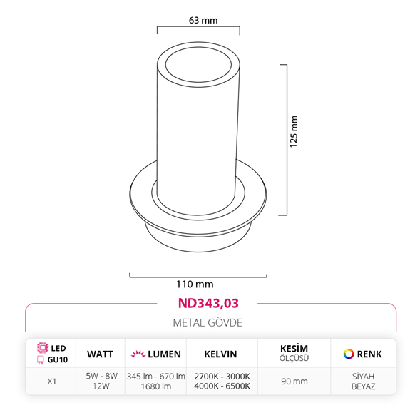 Nevo Sıva Altı Ledli Salyangoz Spot ND343,03 - Nevo Aydınlatma