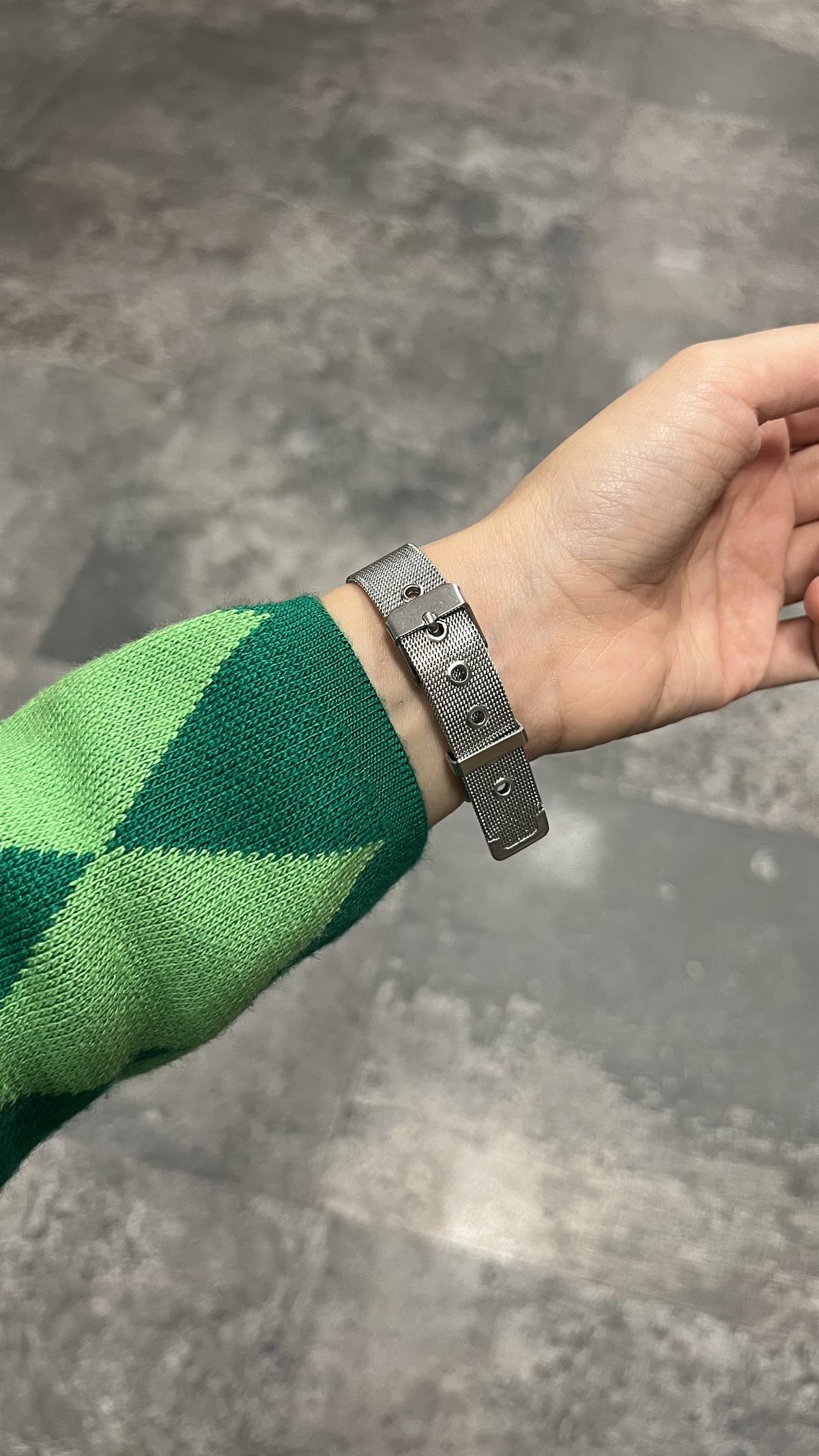 Calce Hasır Kordon Saat Gümüş - Küçük Kadran