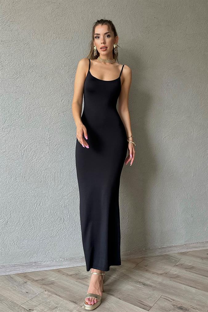 Askılı Siyah Elbise - Seda Yalçın Atelier