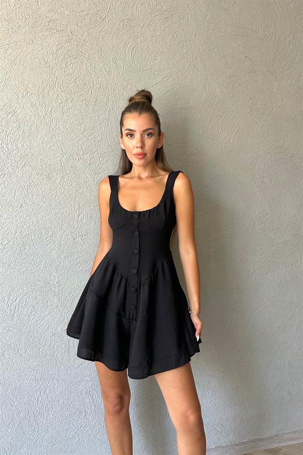 Siyah Düğmeli Tulum Elbise - Seda Yalçın Atelier