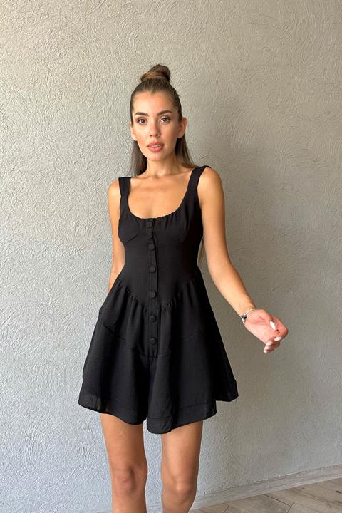 Siyah Düğmeli Tulum Elbise - Seda Yalçın Atelier