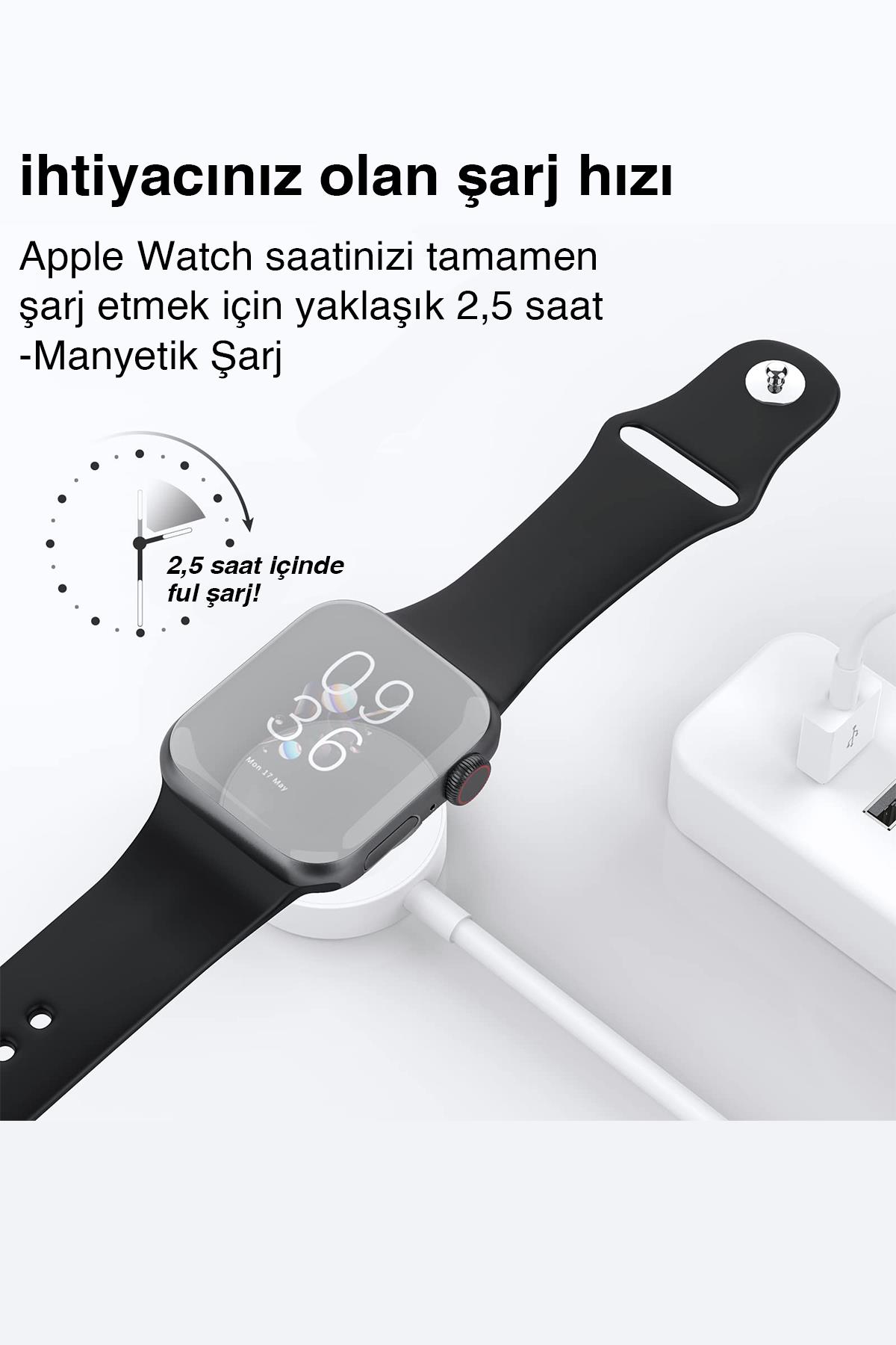 Beyaz Apple Watch Uyumlu Manyetik Şarj Kablosu USB Modelleri | ShinyTech