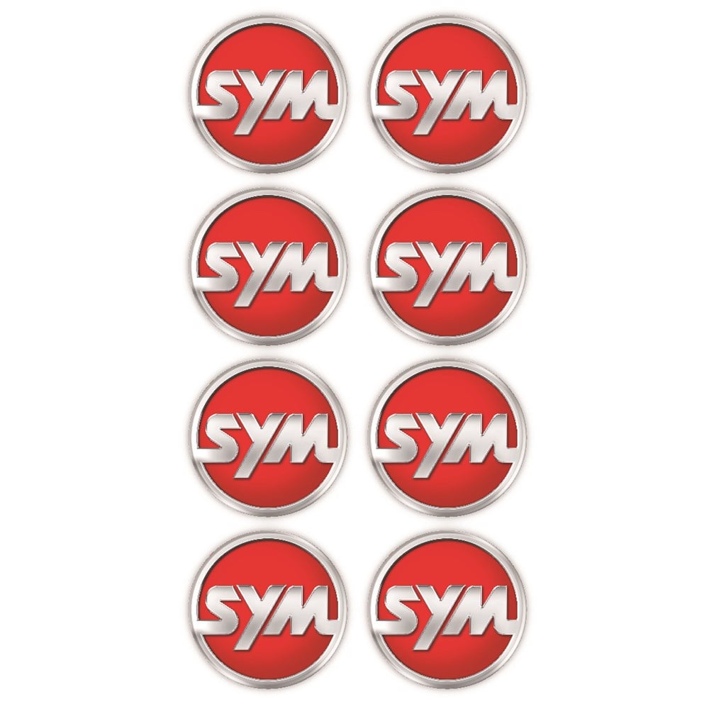 Sym Logo 8'li Koruma Takozu 3D Sticker Etiket Siyah Kırmızı