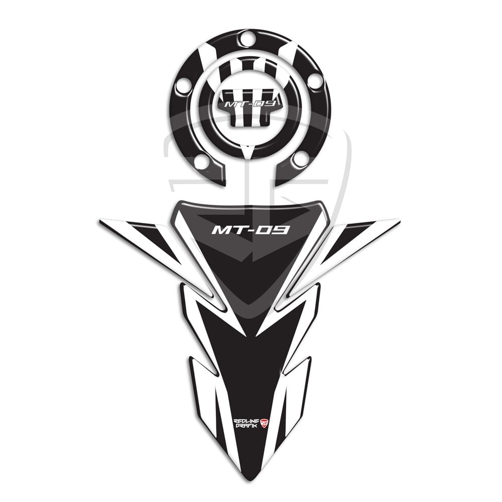 Yamaha MT 09 Tank Pad Depo Kapak Pad Beyaz Siyah