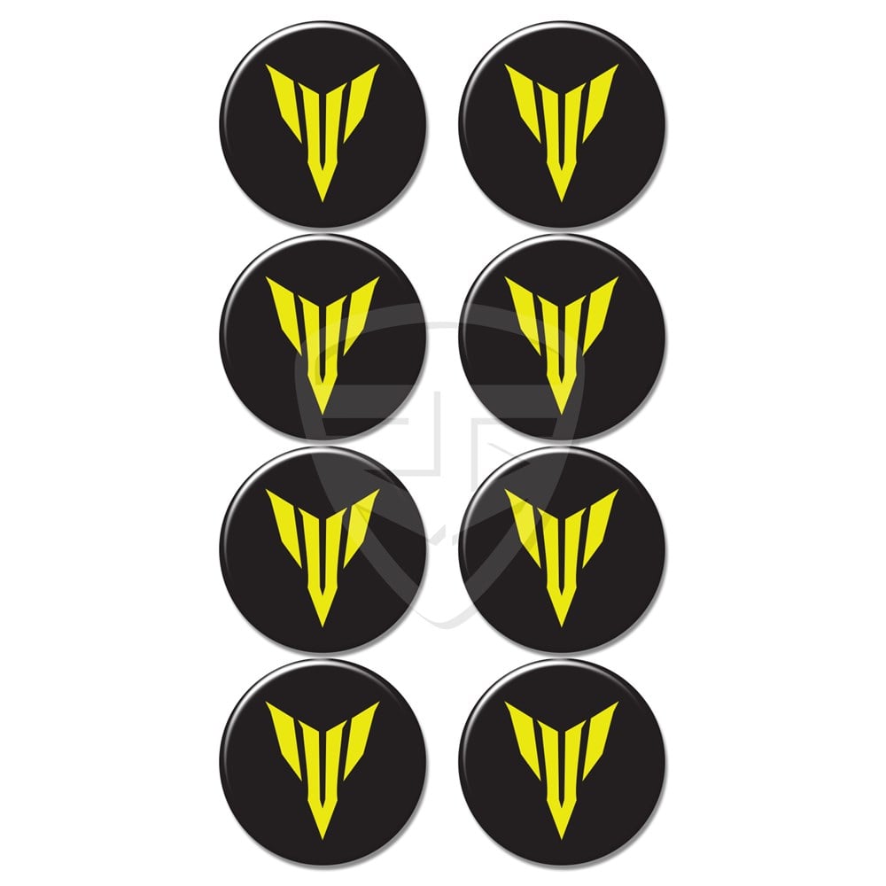 Yamaha MT Logo 8'li Koruma Takozu 3D Sticker Etiket Siyah Sarı