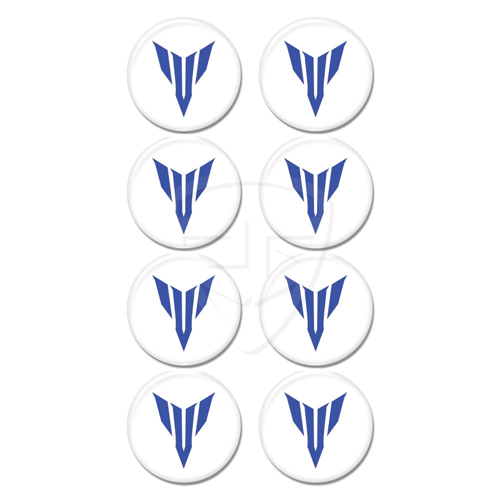 Yamaha MT Logo 8'li Koruma Takozu 3D Sticker Etiket Beyaz Mavi