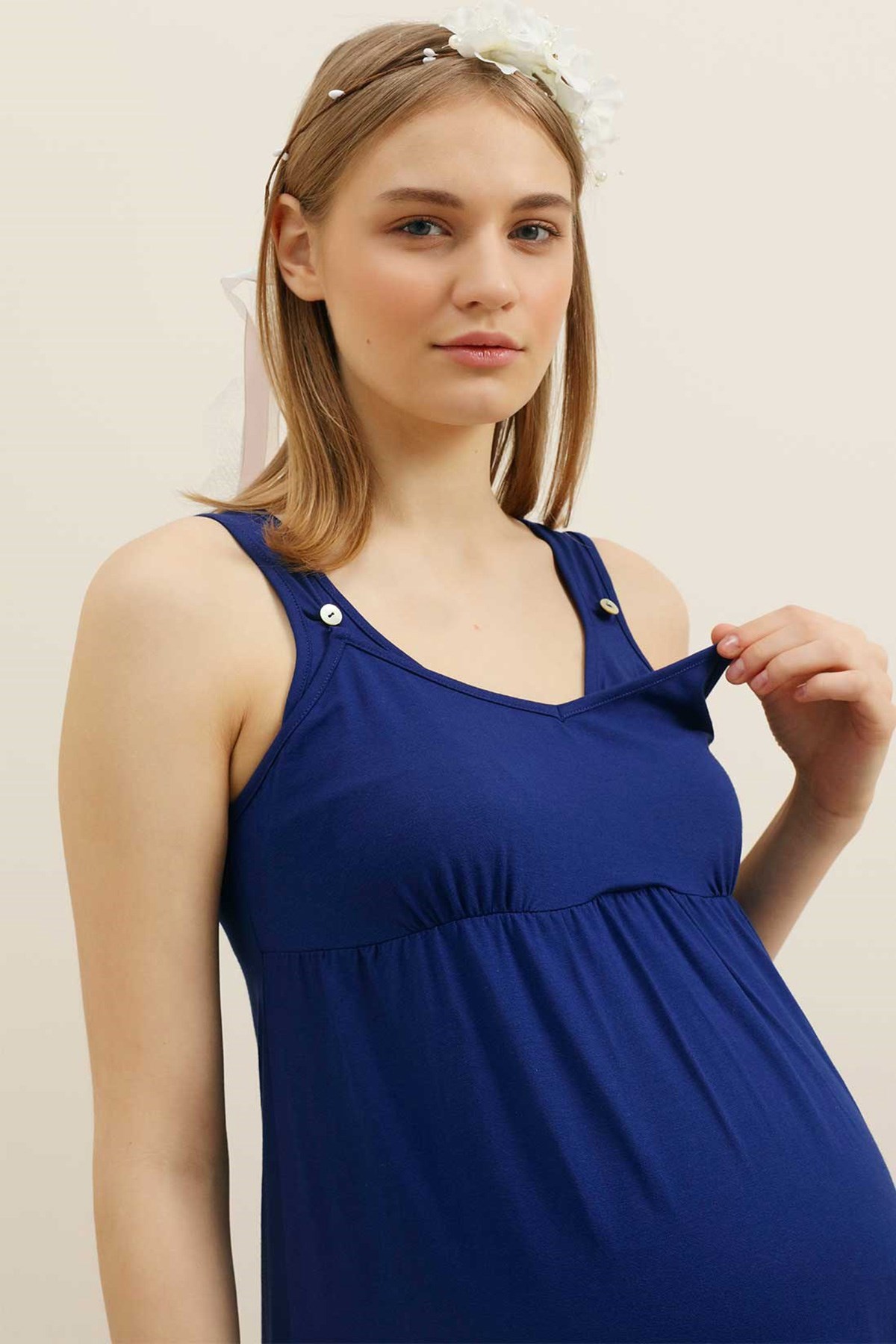 Aqua 54345 Sabahlıklı Lohusa Gecelik Takım - Lohusa Hamile