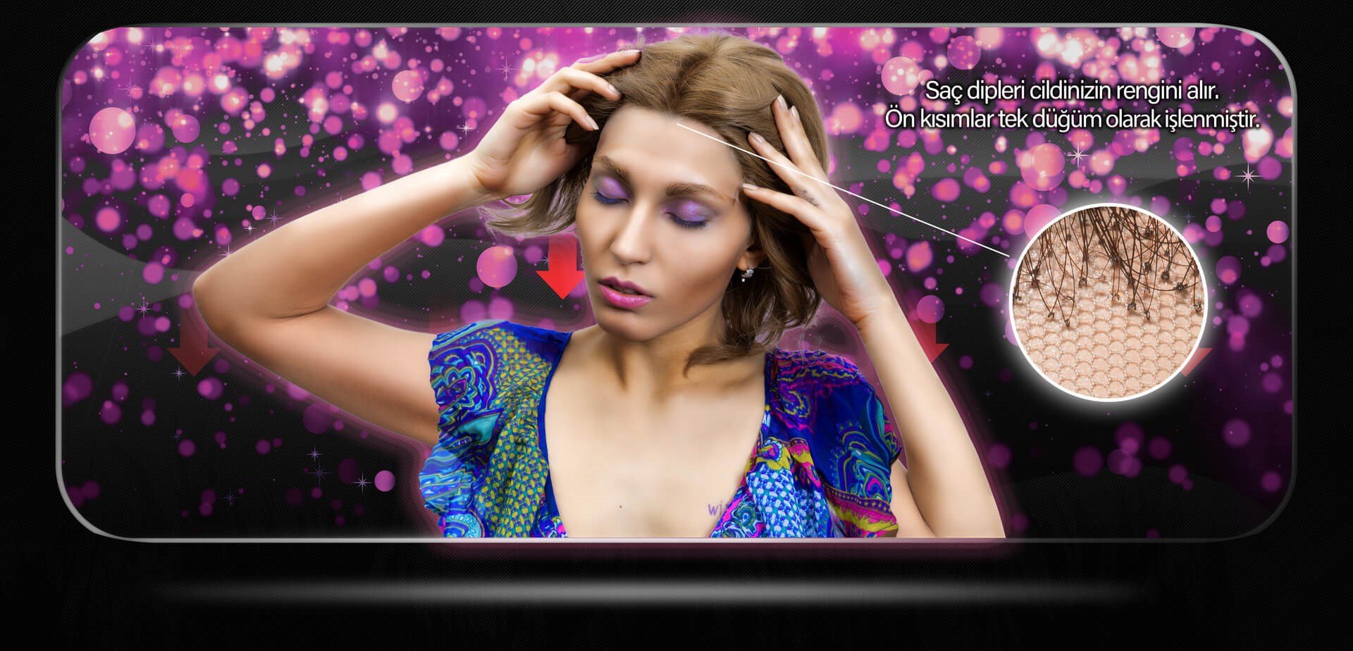 Messy Bob Siyah Tül Kadın Medikal Peruk – Gerçek Görünümlü Orta Boy Peruk