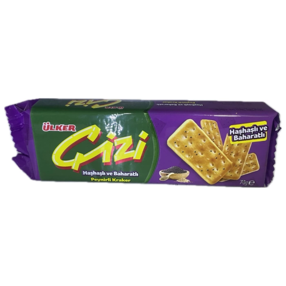 ÜLKER ÇİZİ KRAKER HAŞHAŞLI VE BAHARATLI PEYNİRLİ KRAKER 70 GR
