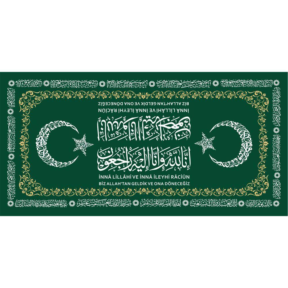 Tabut Örtüsü Türk Bayraklı, Fatiha ve Kelime-i Tevhid Nakış İşlemeli ...