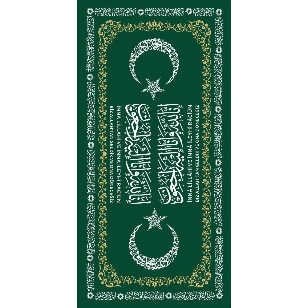 Tabut Örtüsü Türk Bayraklı, Fatiha ve Kelime-i Tevhid Nakış İşlemeli ...