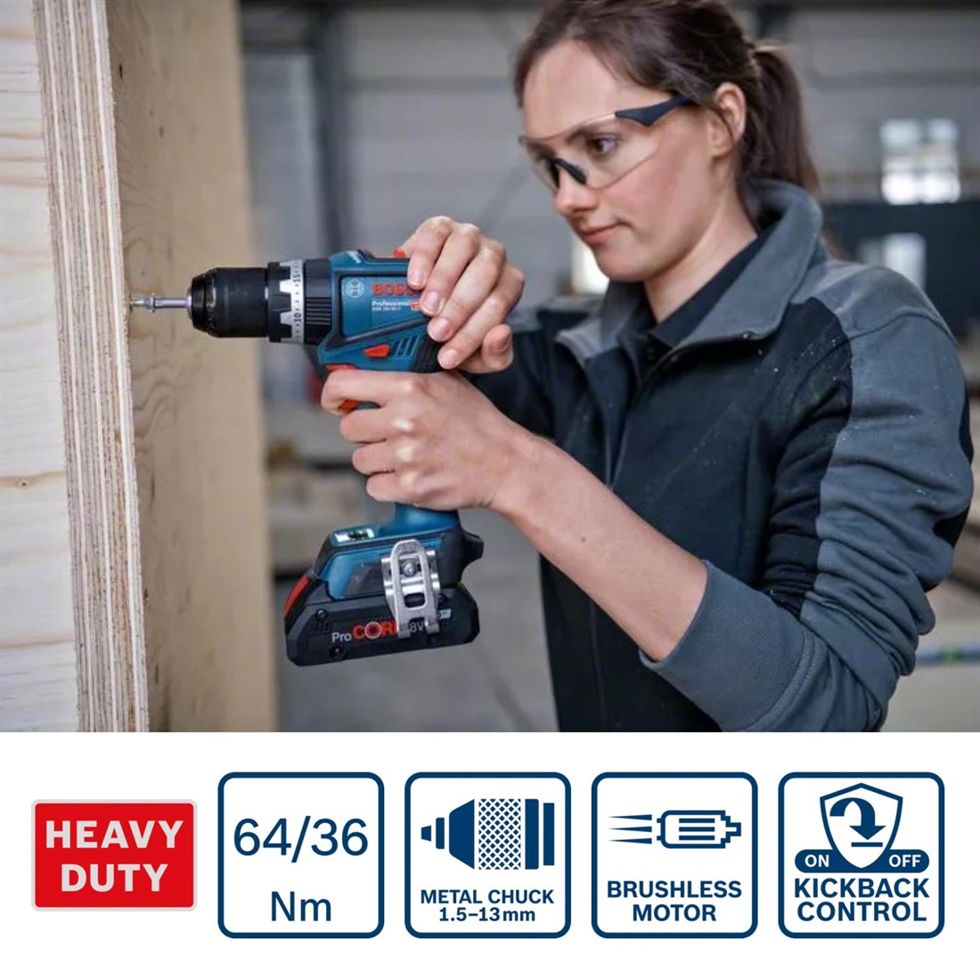 Bosch Professional GSB 18V-90 C 2*5Ah Akülü Darbeli Delme Vidalama - 06019K6106